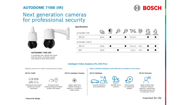 AUTODOME 7100i (IR) moving cameras expand intelligent object tracking ...