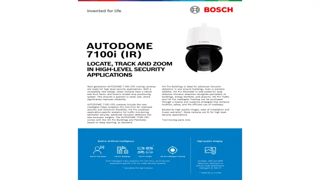 AUTODOME 7100i (IR) moving cameras expand intelligent object tracking ...